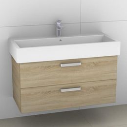 Artiqua 411 Waschtischunterschrank für Vero 045410 mit 1 Armaturbohrung Castello Eiche quer NB, 411- 411-WU2L-D20-7134-426