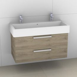 Artiqua 411 Waschtischunterschrank für Vero 045410 mit 2 Armaturbohrungen Sanremo Eiche quer NB, 411 411-WU2L-D23-7145-428