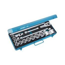 Hazet Steckschl&uuml;ssel-Satz 1002, 3/4", 18-teilig, Werkzeug-Set blau, mit Umschaltknarre