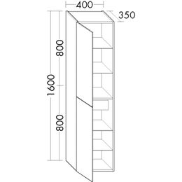 Burgbad Hochschrank Sinea Thermo 1600x400x350 Eiche Dekor Merino, HS482ERF2780 HS482ERF2780