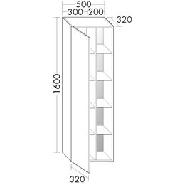 Burgbad Hochschrank Orell Melamin 1600x500x320 Eiche Dekor Rost, HSEQ050LF3986 HSEQ050LF3986