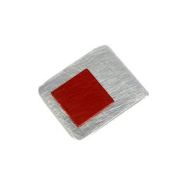 DeMarie Brosche Aluminium gebürstet + eloxiert, rot