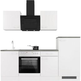 Flex-Well Küche Lucca, mit E-Geräten, Breite 220 cm, in vielen Farbvarianten erhältlich, weiß