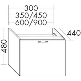 Burgbad Unterschrank zu M3 Sys30 PG3 Diago 480x300x440 Marmor Dekor Naturgrau, WVEL030F5790 WVEL030F5790