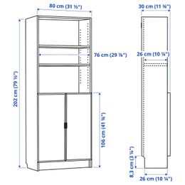 IKEA BILLY / HÖGBO Bücherregal mit Vitrinentüren