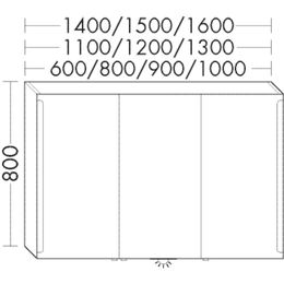 Burgbad Spiegelschrank Sys30 PG1 Aqua 800x1400x170 Basaltgrau Matt, SPEW140LF1720 SPEW140LF1720