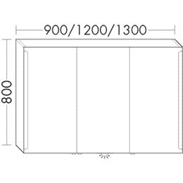 Burgbad Spiegelschrank Sys30 PG4 Sana 800x1300x170 Grau Hochglanz, SPEW130RF3364 SPEW130RF3364