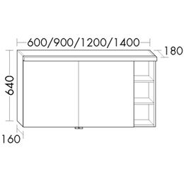 Burgbad Spiegelschrank Orell HGL 640x600x180 Salbeigrau Hochglanz, SPFQ060LF5934 SPFQ060LF5934