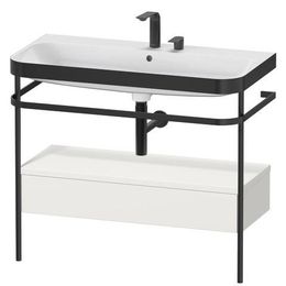 Duravit Happy D.2 Plus c-bonded Set mit Metallkonsole und Schubkasten Nordic Wei&szlig; Seidenmatt 975x490 HP4743E3939
