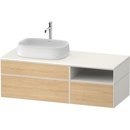 Duravit Zencha Konsolenwaschtischunterbau wandh&auml;ngend Natur Eiche & Wei&szlig; Matt & Supermatt 1300x550x4 ZE4828030840000