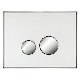 Neuesbad Bet&auml;tigungsplatte mit runden Tasten, Glas, Farbe: Weiss, Tasten: chrom glanz NB115788115-R-W-glanz