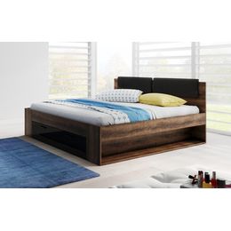 Bett HL2-51, 180 cm x 45 cm x 200 cm, monastery eiche/schwarz hochglanz NBHL2-51-eiche