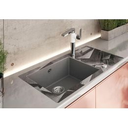 Neuesbad 8mm Glas-Granit-Spüle, 1 Schüssel mit Abtropffläche - Zerokante SPCP-AB2C