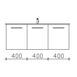 Pelipal Serie 9005 Duravit ME by Starck-SET 9005-D56-3T, B:1230, H:500, T:490mm 9005-D56-3T