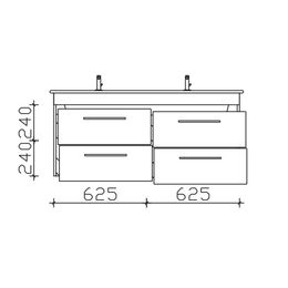 Pelipal Serie 9005 Duravit ME by Starck-SET 9005-D57-4L, B:1300, H:580, T:490mm 9005-D57-4L