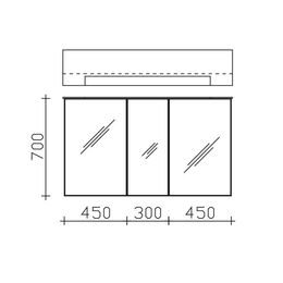 Pelipal Serie 6110 Spiegelschrank 6110-SPS08, B:1200, H:710, T:170mm 6110-SPS08