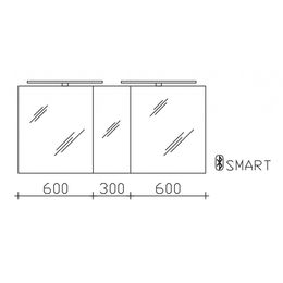 Pelipal Serie 25 Pelipal Spiegelschrank SDAES5015-I, B:1500, H:703, T:170mm SDAES5015-I