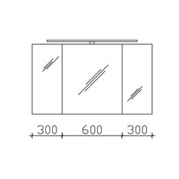 Pelipal Serie 25 Pelipal Spiegelschrank S5-SPSD21-III, B:1200, H:703, T:160mm S5-SPSD21-III