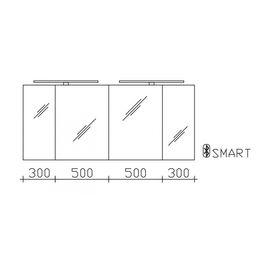 Pelipal Serie 25 Pelipal Spiegelschrank SDAES5016-I, B:1600, H:703, T:170mm SDAES5016-I