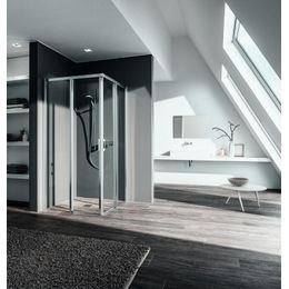 Kermi Eck-Halbteil links Liga C2L 0750x1850, silber hochglanz, ESG klar mit KermiClean LIC2L07518VPK
