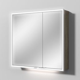Sanipa Reflection Spiegelschrank MILO 80 mit LED-Beleuchtung, Eiche-Nebraska, AU03237 AU03237