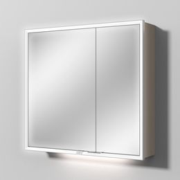 Sanipa Reflection Spiegelschrank MILO 80 mit LED-Beleuchtung, Sandgrau-Matt, AU03267 AU03267