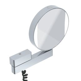 Emco LED Rasier-und Kosmetikspiegel,Gelenkarm, Vergrösserung: 3fach, Spiralkabel,chrom, Farbwechs 109506018