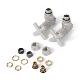 Terma Set Regel-Eckventil MINIMALIST; GZ 1/2"-&Oslash;16x2, &Oslash;15; Nickel-Satin; (2xV43110L_2xA58502L_2xA3330 TGERST005