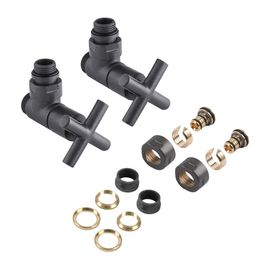 Terma Set Regel-Eckventil MINIMALIST; GZ 1/2"-&Oslash;16x2, &Oslash;15; Antrazith; (2xV43110EGR_2xA58502EGR_2xA333 TGERAN002