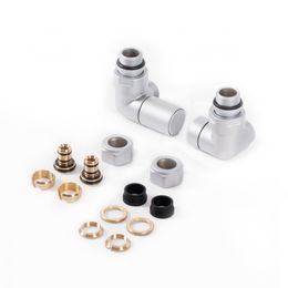 Terma Set Winkeleck-Regelventil CYLINDER GZ 1/2" - &Oslash;16x2, &Oslash;15 links, WRZRC31-ST, Silber WRZRC31-ST