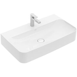 Villeroy & Boch Villeroy & Boch Waschtisch Finion 4168 800x470mm, 1-Loch, verd mit Überlauf, Stone White Ceramicplus 416884RW