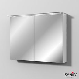 Sanipa Reflection Spiegelschrank MALTE 100 mit LED-Aufsatzleuchte, Weiß-Glanz SD15478