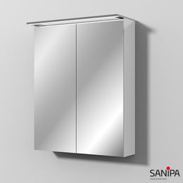 Sanipa Reflection Spiegelschrank MALTE 60 mit LED-Aufsatzleuchte, Weiß-Glanz SD15078