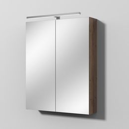 Sanipa Reflection Spiegelschrank MILLA 60 mit LED-Aufsatzleuchte, Eiche-Tabak, SD14050 SD14050