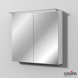 Sanipa Reflection Spiegelschrank MALTE 80 mit LED-Aufsatzleuchte, Weiß-Glanz SD15278