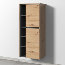 Sanipa Twiga Stauraumschrank mit 2 Türen und offenen Fächern, Eiche Natural-Touch, SY10585 SY10585