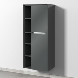 Sanipa Twiga Stauraumschrank mit LED-Beleuchtung, 2 Türen und offenen Fächern, Weiß-Glanz, SY11578 SY11578