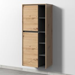 Sanipa Twiga Stauraumschrank mit 2 Türen und offenen Fächern, Eiche Natural-Touch, SY10485 SY10485