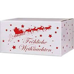 Versandkartons, mit Motiv „Weihnachtsschlitten“, bis 30 kg, Außenmaße 406 x 306 x 210 mm, Feinwellpappe, weiß-braun, 20 Stück