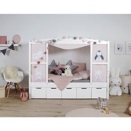 Ticaa Hausbett mit Bettkasten "Amelie" Kiefer Weiß