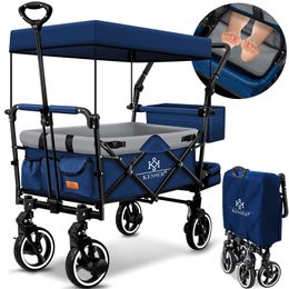 Kesser&reg; Bollerwagen Faltbar GTS-9100 mit Dach Handwagen Transportwagen klappbar belastbar bis 150kg mit Hartgummi-R&auml;der & Feststellbremsen Vorne & Hinten Inkl. Schloss, Abdeckung, Wetter & Sichtschutz