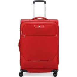 Roncato Weichgepäck-Trolley Joy, 63 cm, rot, 4 Rollen, Reisegepäck Koffer mittel groß mit Volumenerweiterung und TSA Schloss, rot