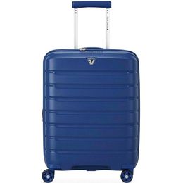 Roncato Hartschalen-Trolley B-FLYING Carry-on, 55 cm, dunkelblau, 4 Rollen, Handgepäck-Koffer Reisekoffer mit Volumenerweiterung und TSA Schloss, blau