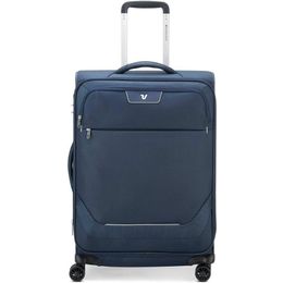 Roncato Weichgepäck-Trolley Joy, 63 cm, dunkelblau, 4 Rollen, Reisegepäck Koffer mittel groß mit Volumenerweiterung und TSA Schloss, blau