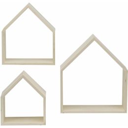 Glorex Gmbh - Glorex Design-Rahmen Holz Häuser 3 Stück Bastelmaterial