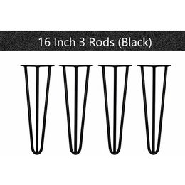 Schwerlast 16 Zoll Schwarz Möbelfüße, 4 Stück, Hairpin Legs Austauschbare Tisch &Schrank Beine Haarnadelbeine Tischgestell, mit Bodenschoner und