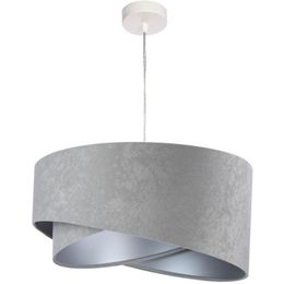 Licht-Erlebnisse Hängelampe Stoff Schirm Grau Silber 50 cm rund E27 Pendelleuchte - Weiß, Grau, Silber