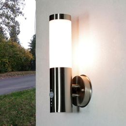 Licht-Erlebnisse Außenleuchte mit Bewegungsmelder E27 IP44 brighton Wandlampe Haus - Silber (Bilder zeigen Tag & Nachtaufnahmen)