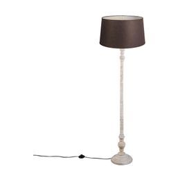 Qazqa - Stehlampe mit Leinenschirm braun 45 cm - Classico - Grau