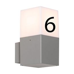 Qazqa Moderne Außenwandleuchte grau IP44 mit Hausnummer - Dänemark - Grau